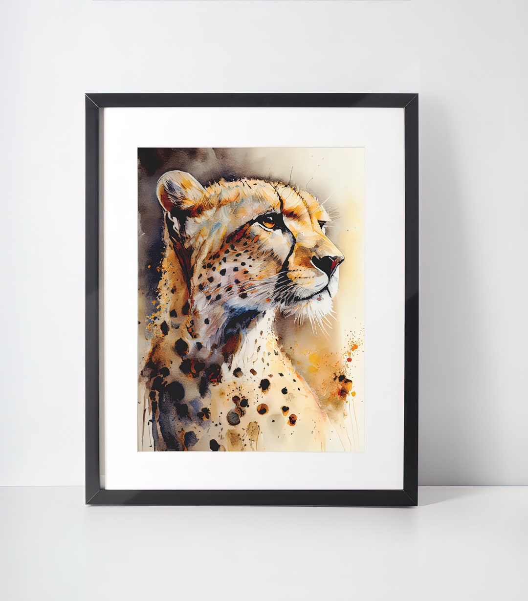 Cheetah Watercolor Art Print, Cheetah Painting Wall Art Decor, Digital ...