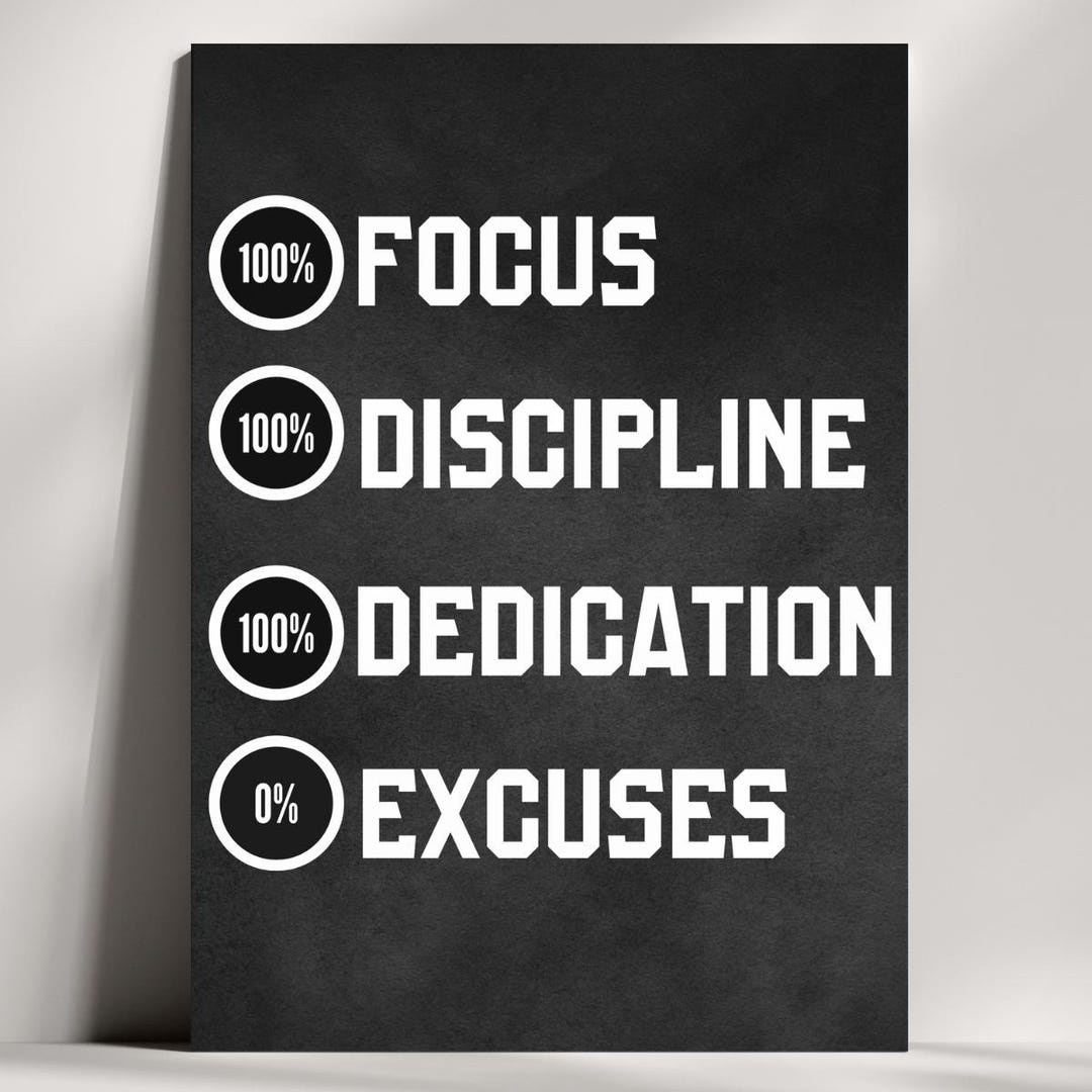 No Excuses Motivational Canvas Wall Art | Inspirational Home & Office ...