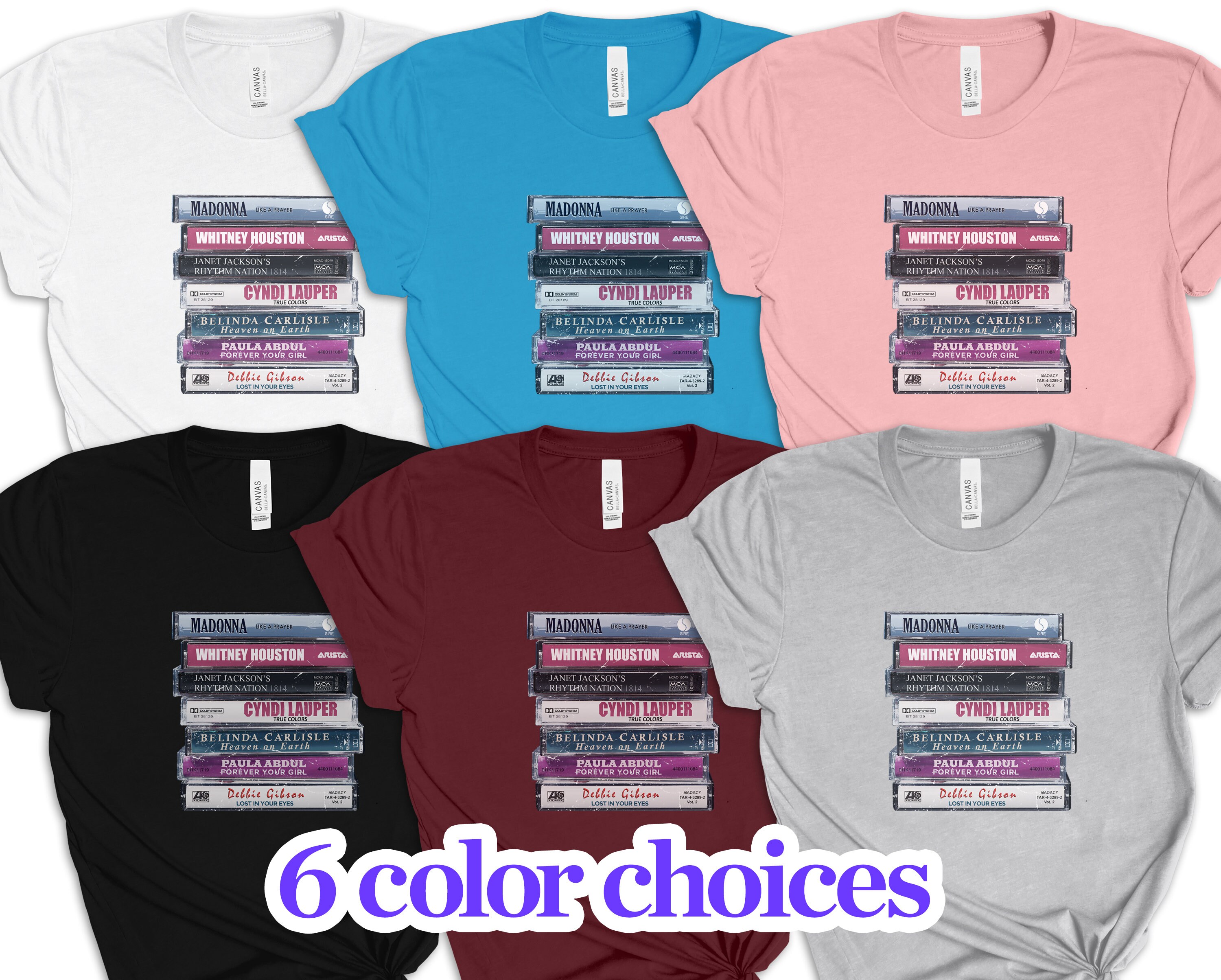 80s Ladies Tapes Shirt. Vintage Cassette Stack Tee, Female Pop Artists ...