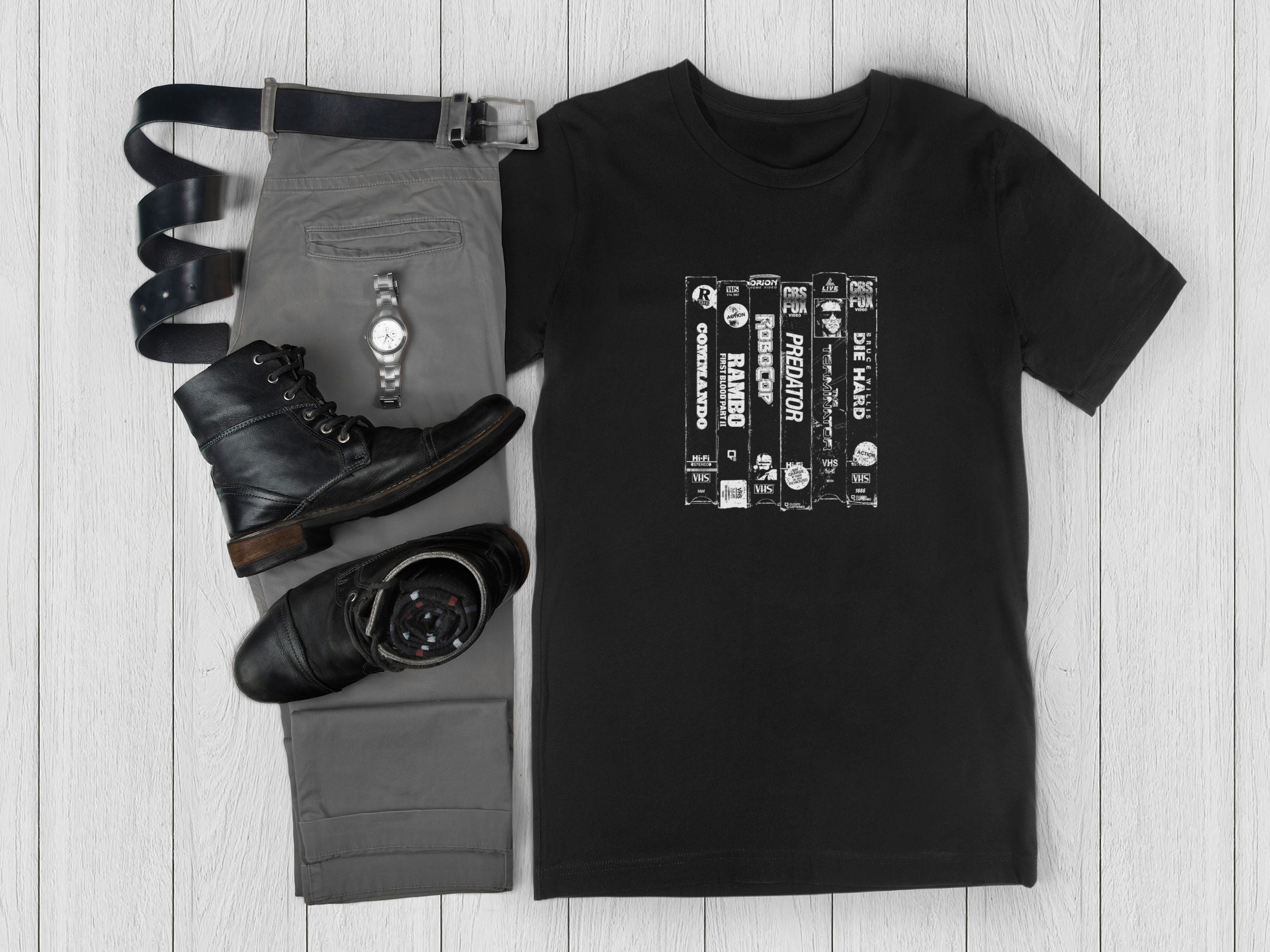 80s Action Movie VHS Tapes. Gift for Film Buff. Cool Design Distressed ...