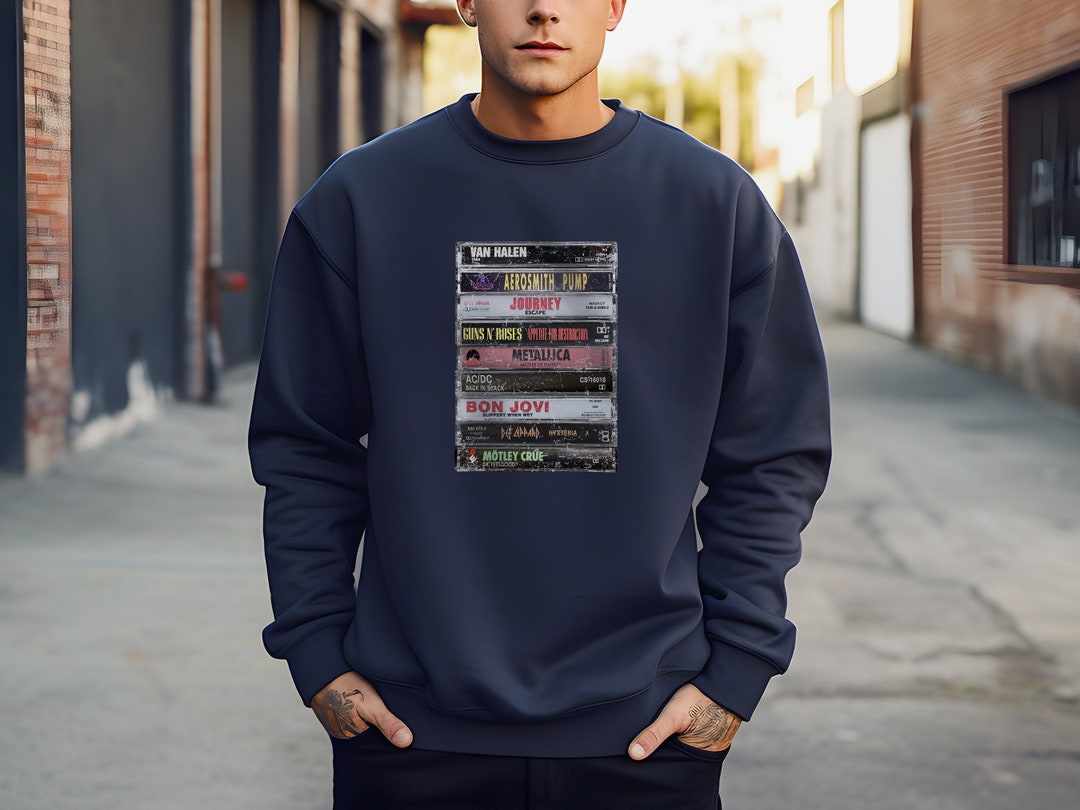 80s Rock Bands Sweatshirt. Classic Music of the 1980s Cassette Tape ...