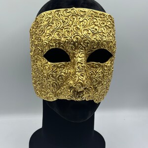 Masquerade Mask for Men in Gold Leaf. Half Face Mask for Men in Gold ...