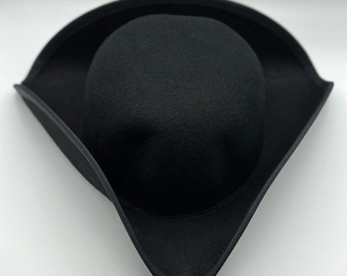 Pirate Hat Tricorn Hat Black, Colonial Hat, Swashbuckler Hat. Handmade ...