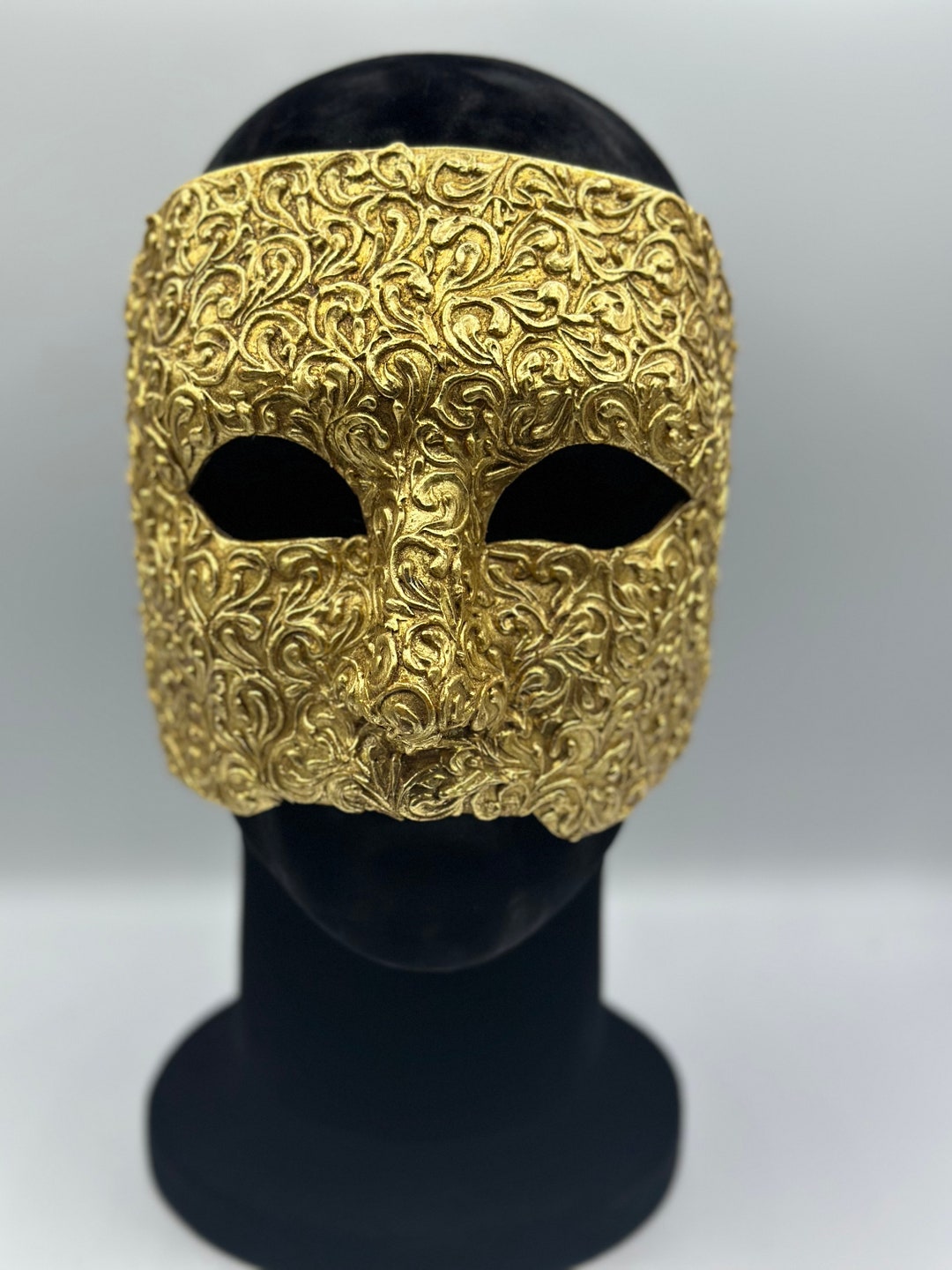 Masquerade Mask for Men in Gold Leaf. Half Face Mask for Men in Gold ...