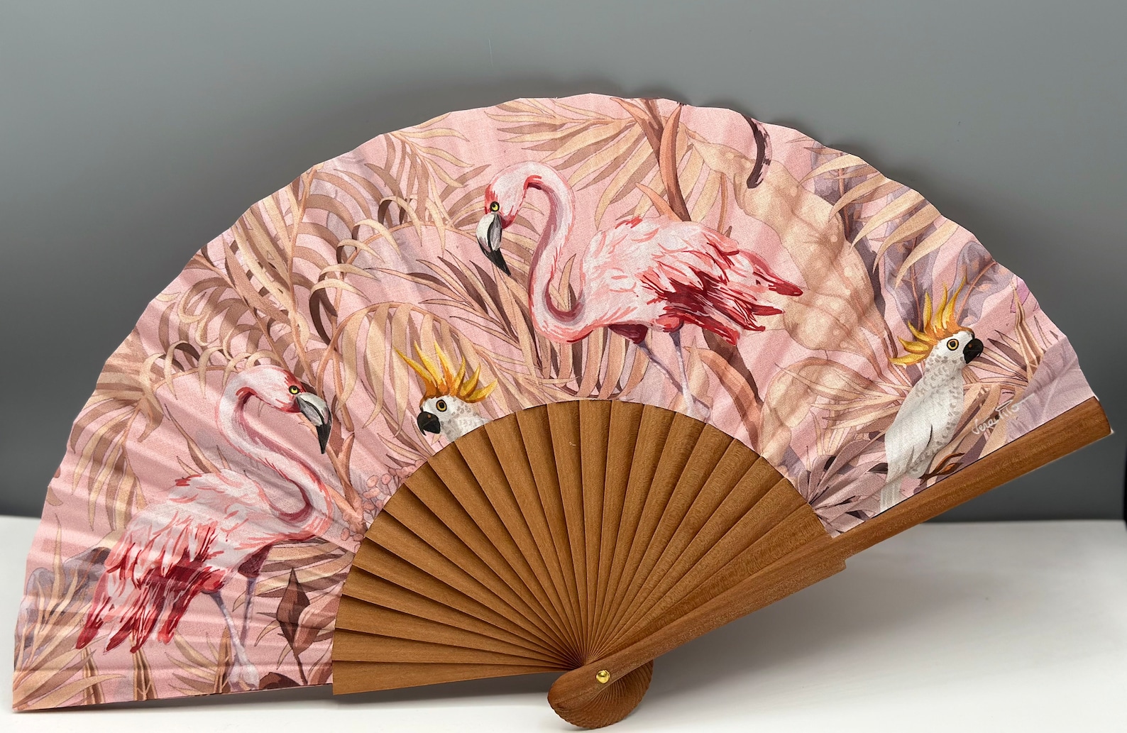 Pink Flamingo Luxury Hand Fan. Folding Hand-fan Pink With - Etsy