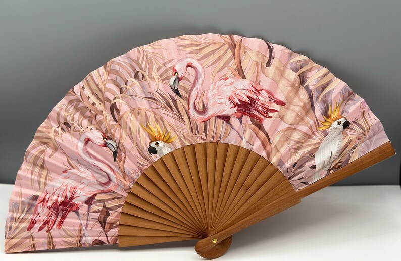 Pink Flamingo Luxury Hand Fan. Folding Hand-fan Pink With - Etsy