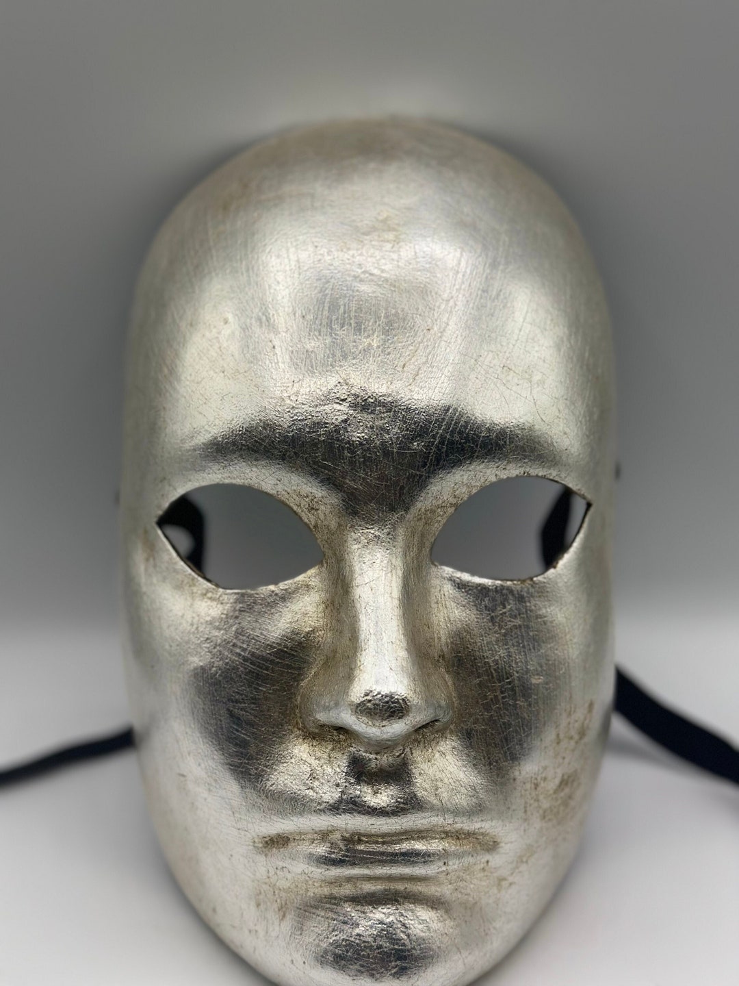 Silver Mask Full-face Costume Mask. Silver Venetian Mask. - Etsy