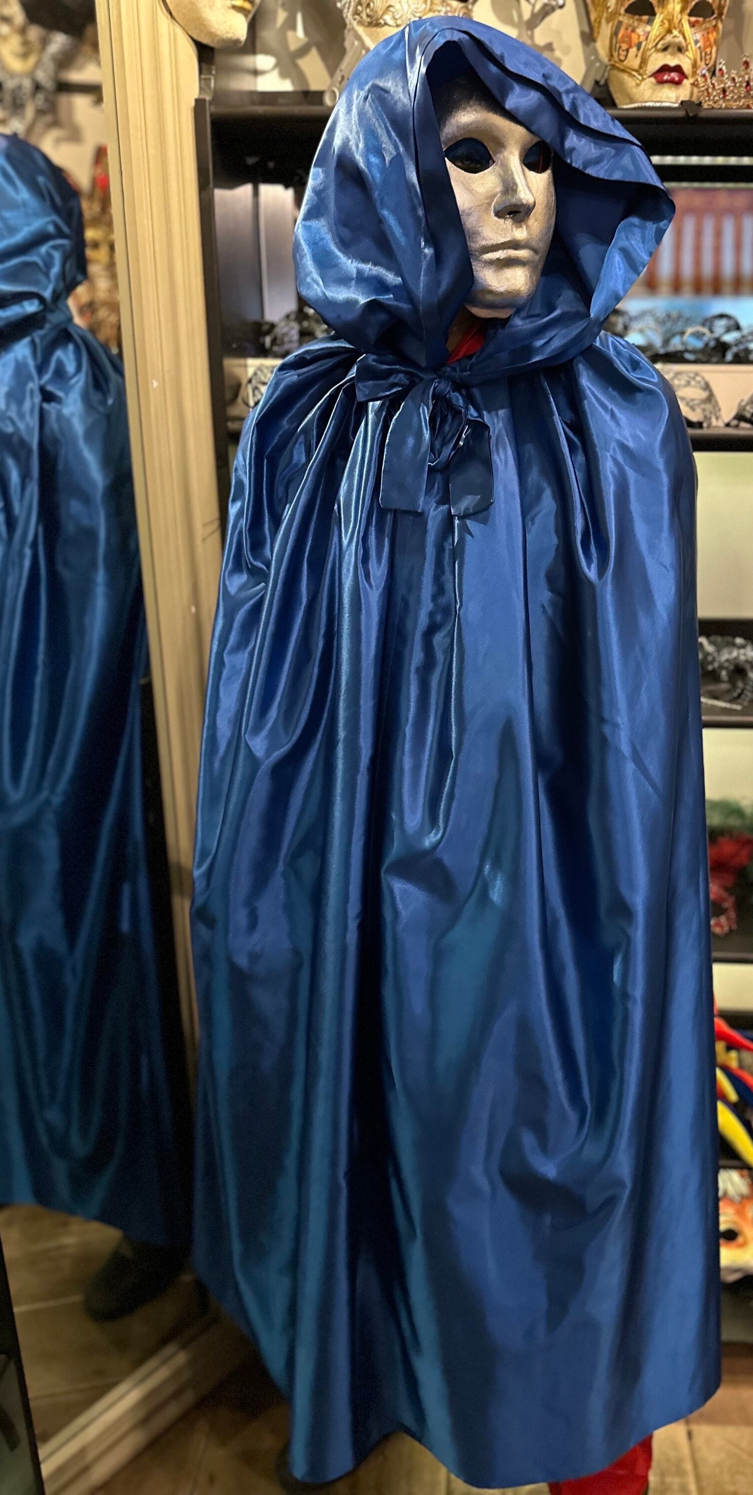 Blue Cape With a Hood in Blue Satin. Eyes Wide Shut Cape and - Etsy