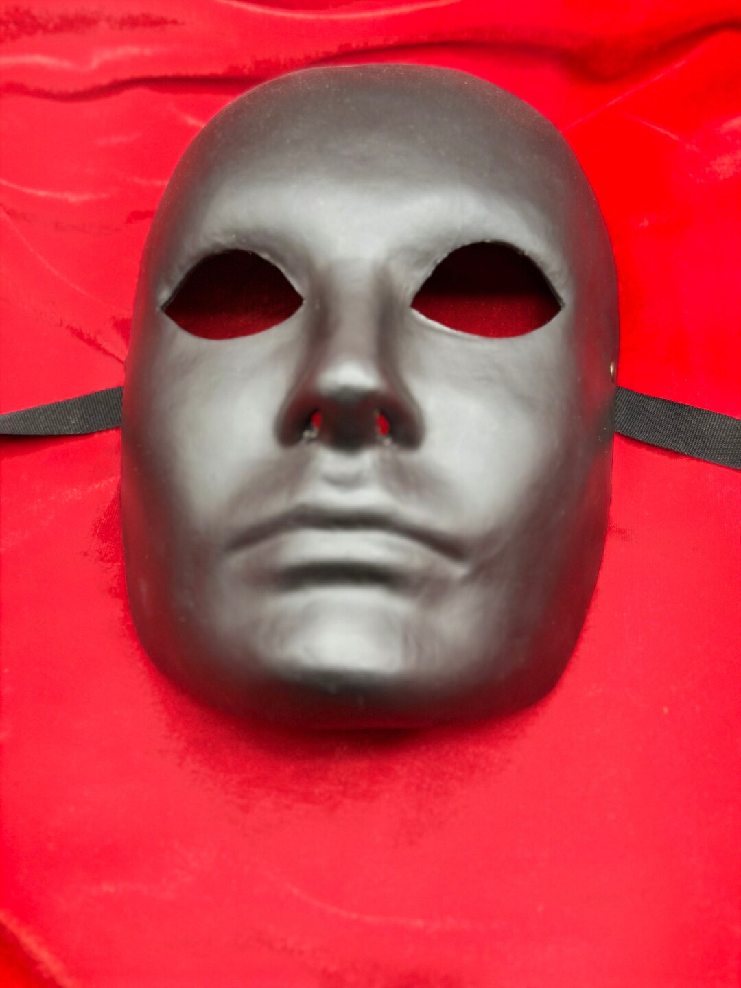 Black Mask Full-face Costume Mask, Black Venetian Mask . Black Face ...