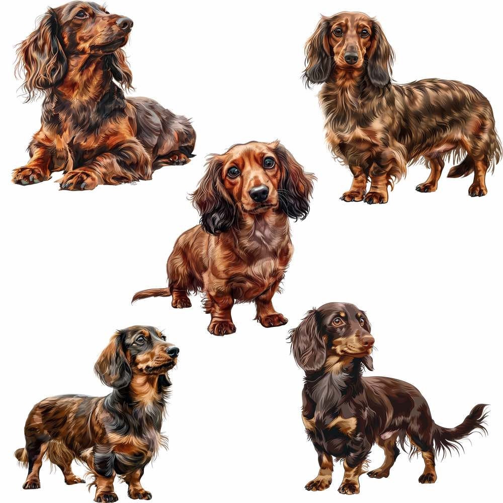 Dachshund Clipart Digital Downloads Doxie Long-haired Wiener Sausage ...