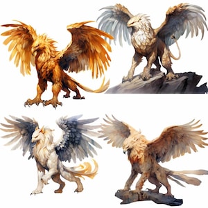 Griffin Gryphon Watercolor Clipart Digital Downloads, 30 RPG Overlay ...