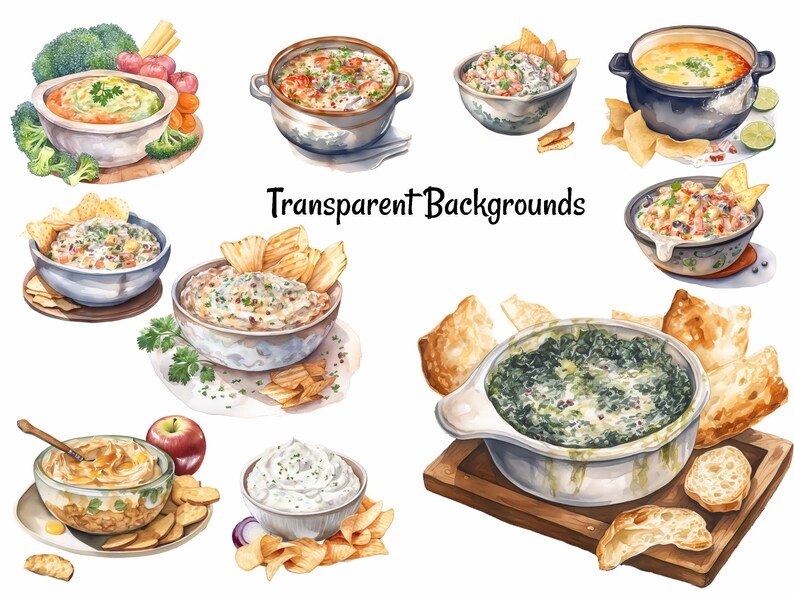 Party Dips Food Clipart Digital Downloads (Download Now) - Etsy