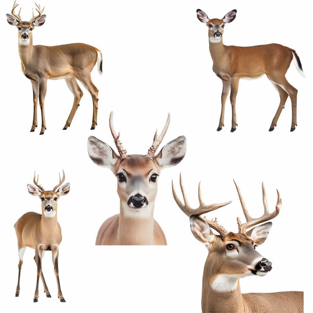 White Tailed Deer Overlay, 25 Realistic Buck Doe Fawn Antlers Woodland ...