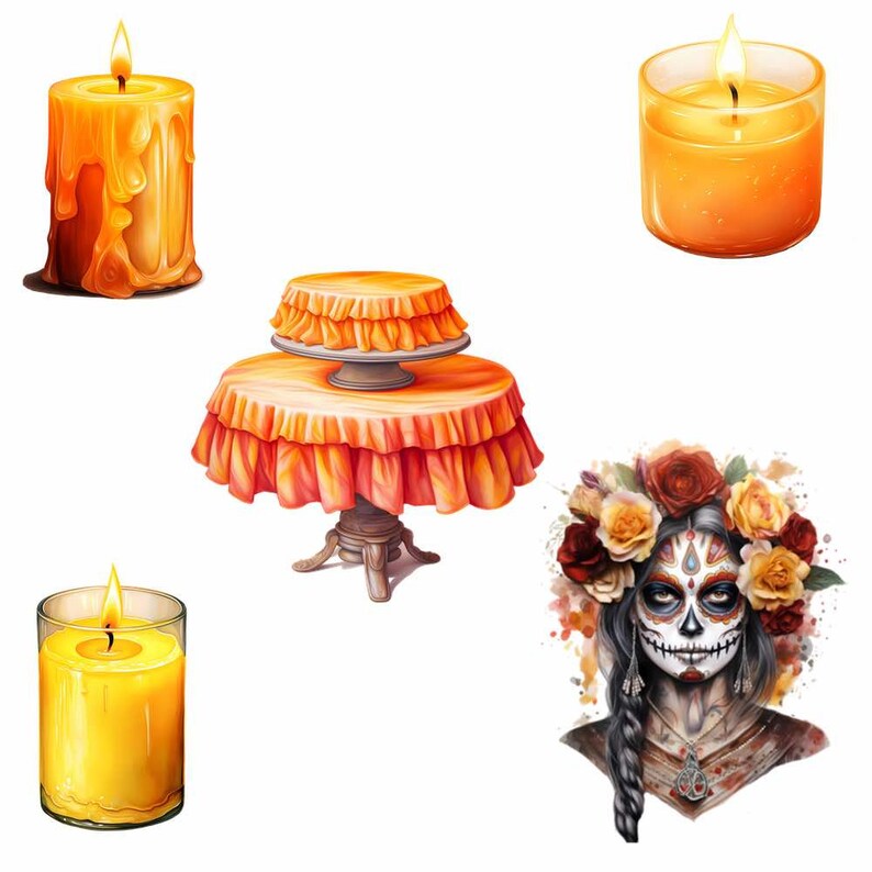 Day of the Dead Watercolor Clipart Digital Downloads, 50 Día De Muertos ...