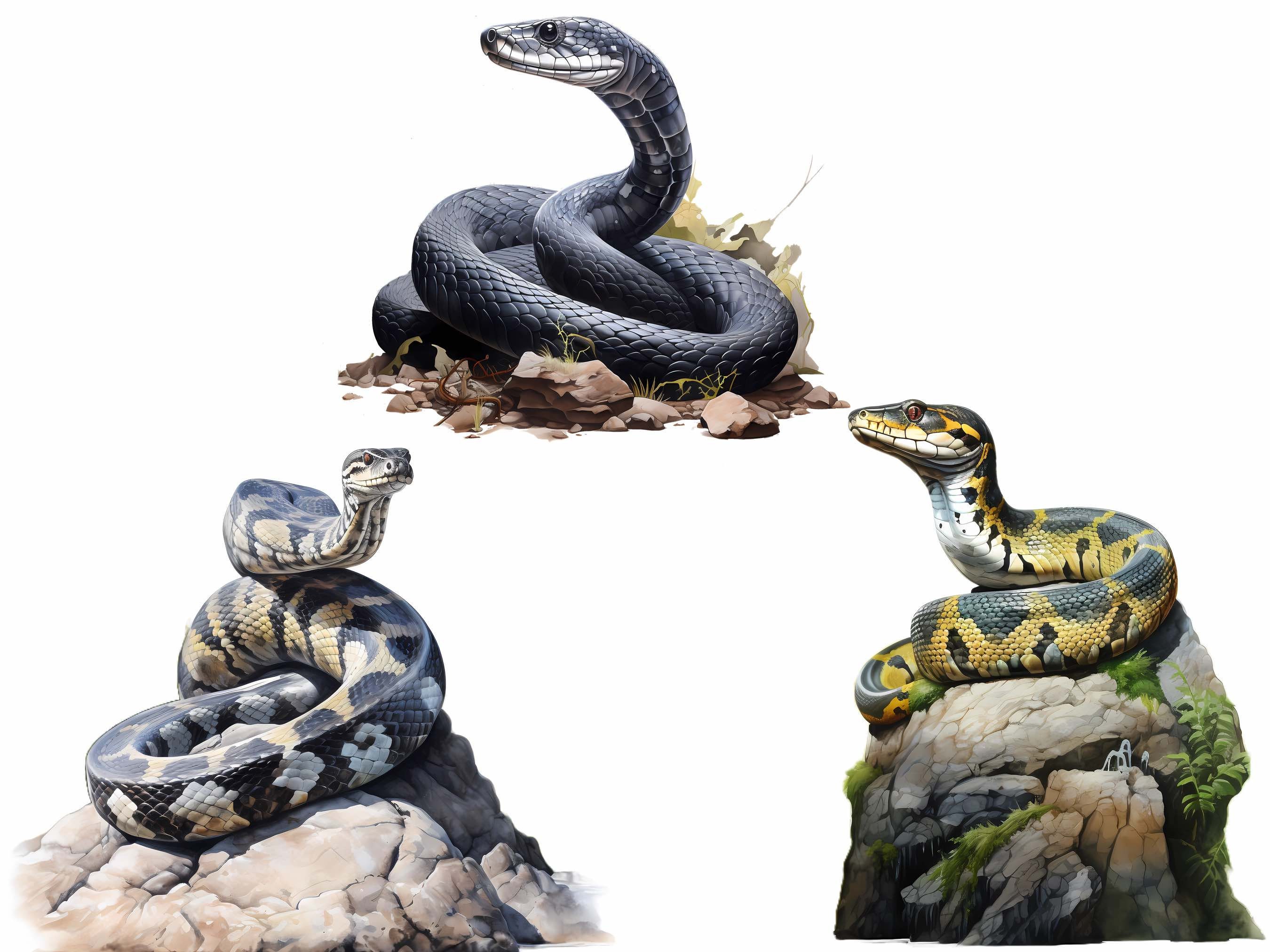 Snake Watercolor Digital Downloads 15 Serpent Reptile - Etsy