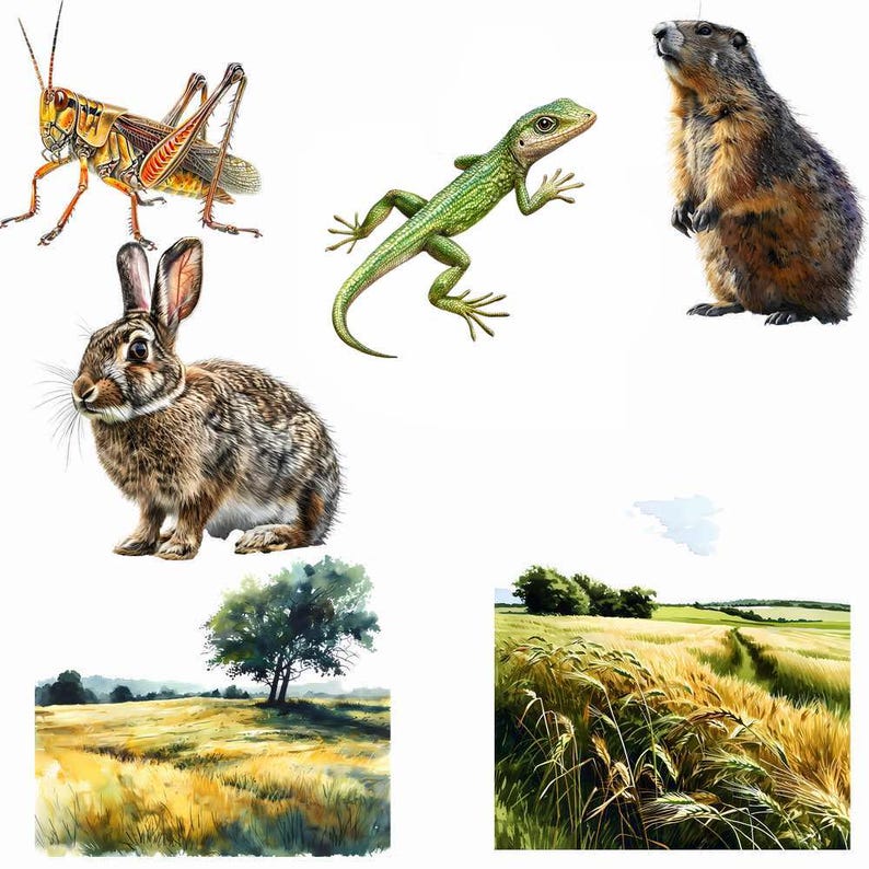 Meadow Animals Clipart Digital Downloads Field Woods Wildlife Woodland ...