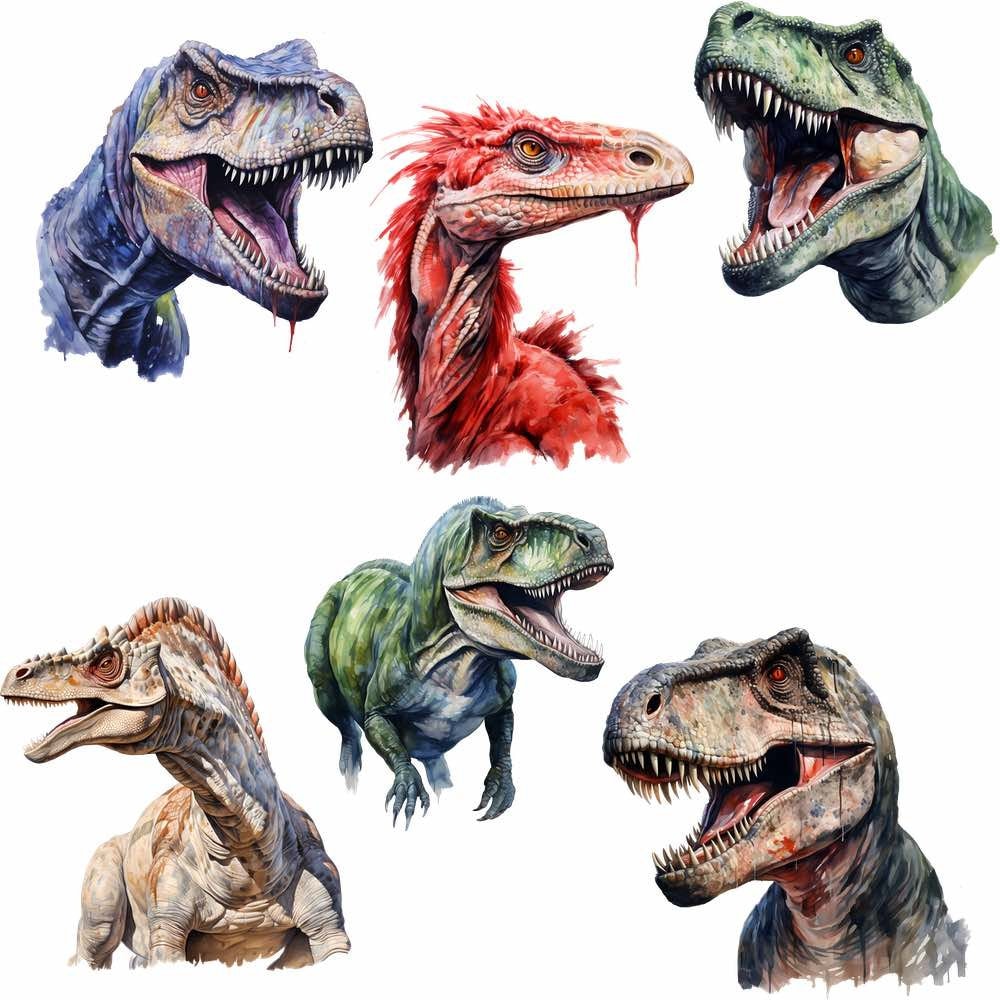 Dinosaur Watercolor Clipart Digital Downloads T-rex Tyrannosaurus ...