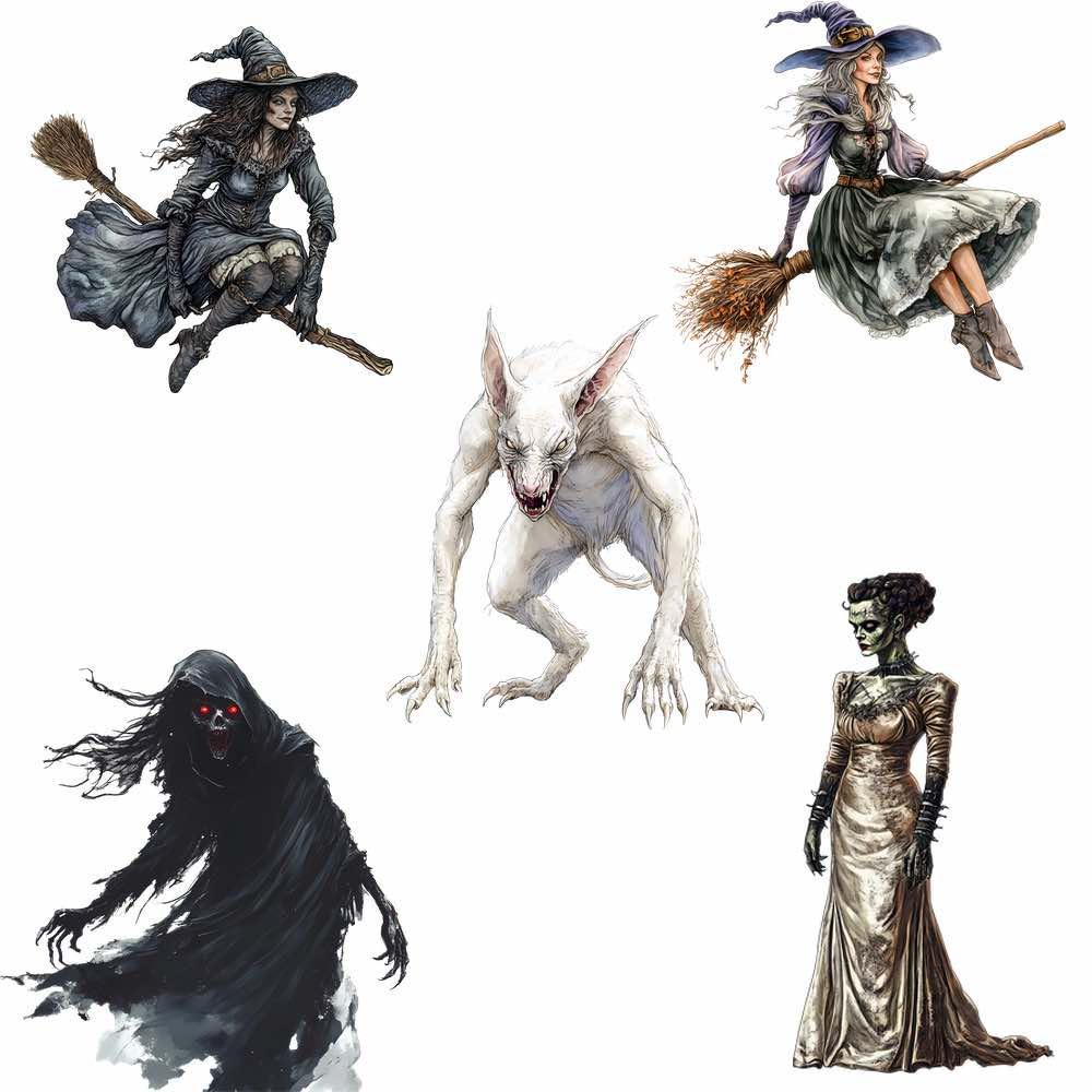 Halloween Monsters Clipart Scary Classic Creatures Watercolor Digital ...