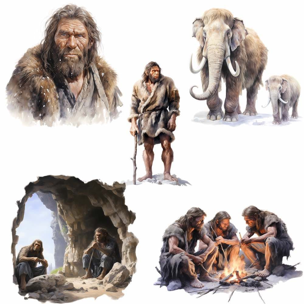 Ice Age Clipart Watercolor Digital Downloads,40 Glacial Extinct Animals ...