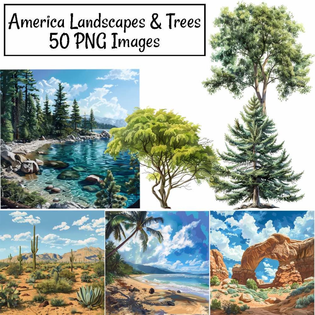 America Landscapes & Trees Clipart Digital Downloads,37 United States ...