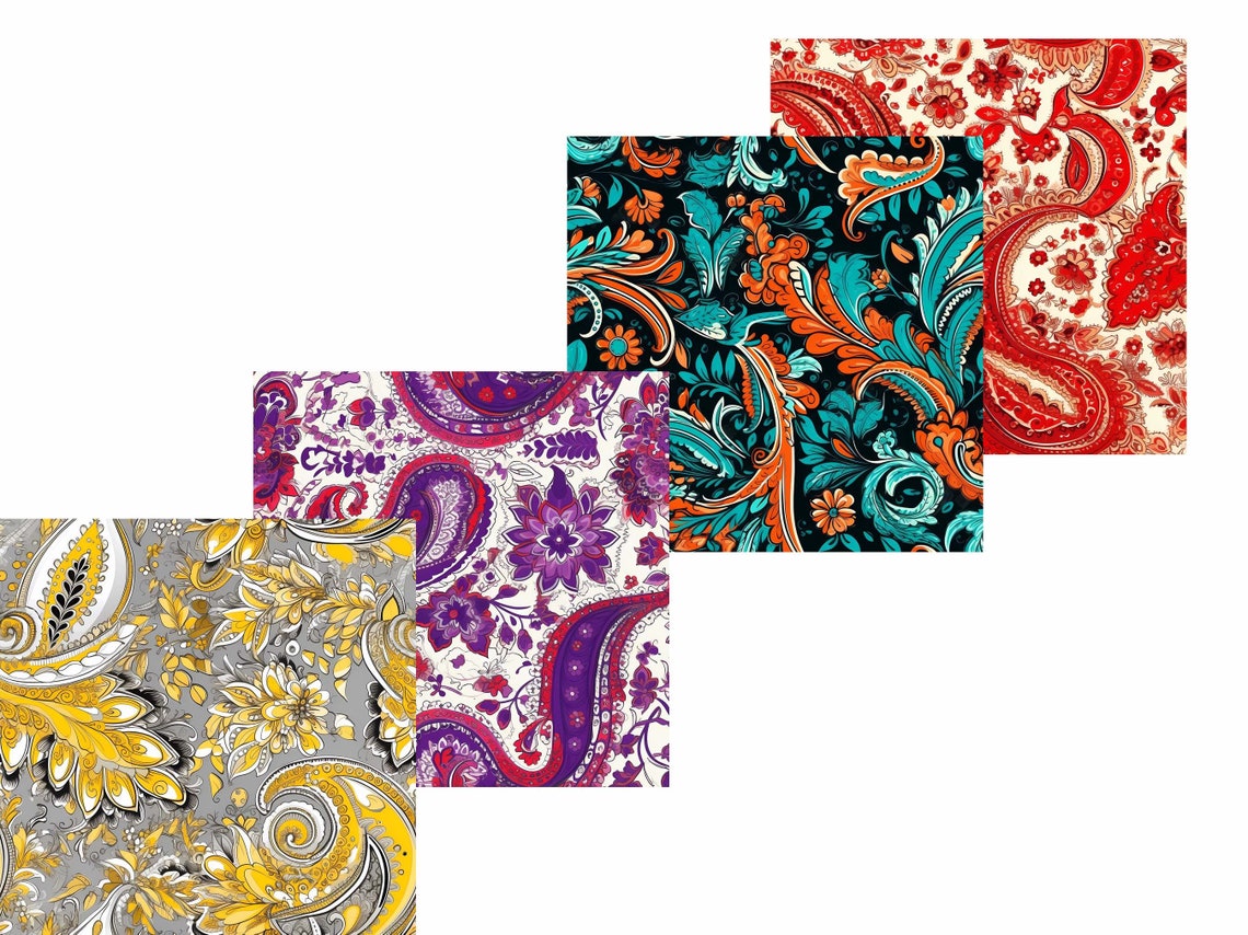 Paisley Colorful Seamless Digital Papers, 22 Floral Pattern Classic ...