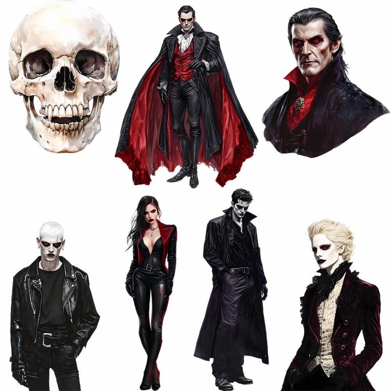Vampire Clipart Halloween Watercolor Art Scary Classic Spooky Digital ...
