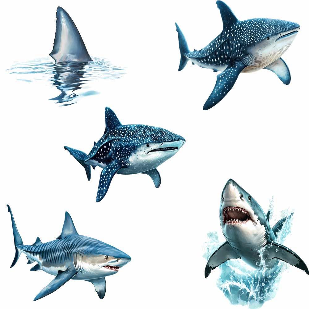 Shark Sea Life Ocean Watercolor Clipart Transparent Background Digital ...