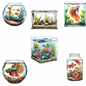 Aquarium Fish Watercolor Clipart Digital Downloads,30 Tropical Fish Pet ...