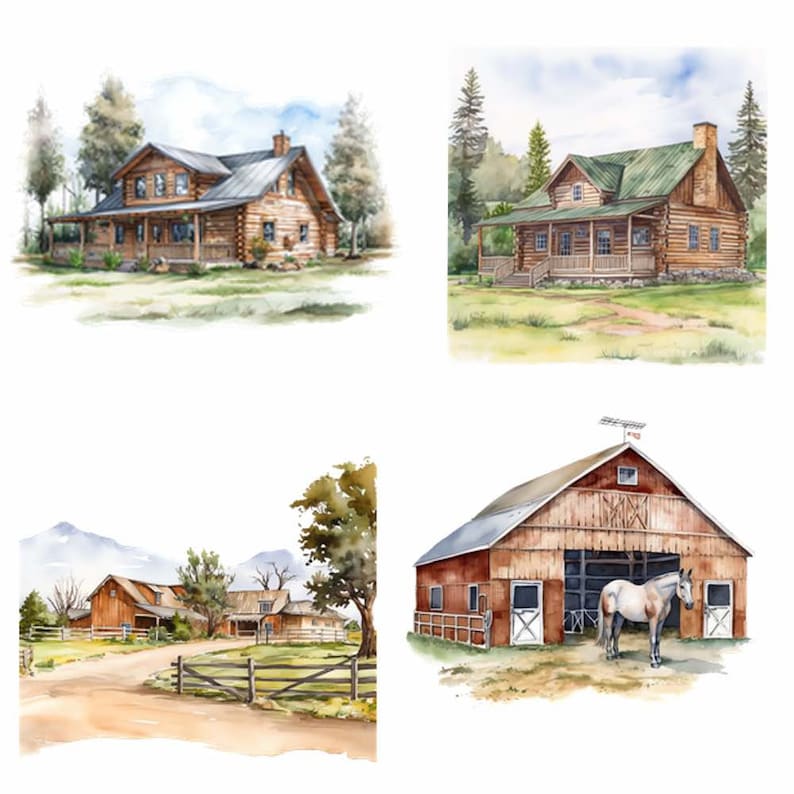 Cowboy Cattle Ranch Herding Clipart Digital Downloads, Watercolor ...
