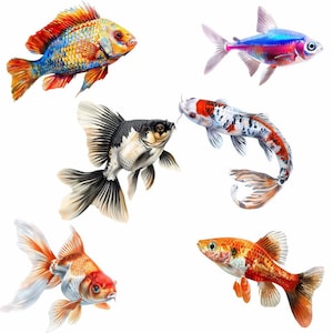 Aquarium Fish Watercolor Clipart Digital Downloads,30 Tropical Fish Pet ...