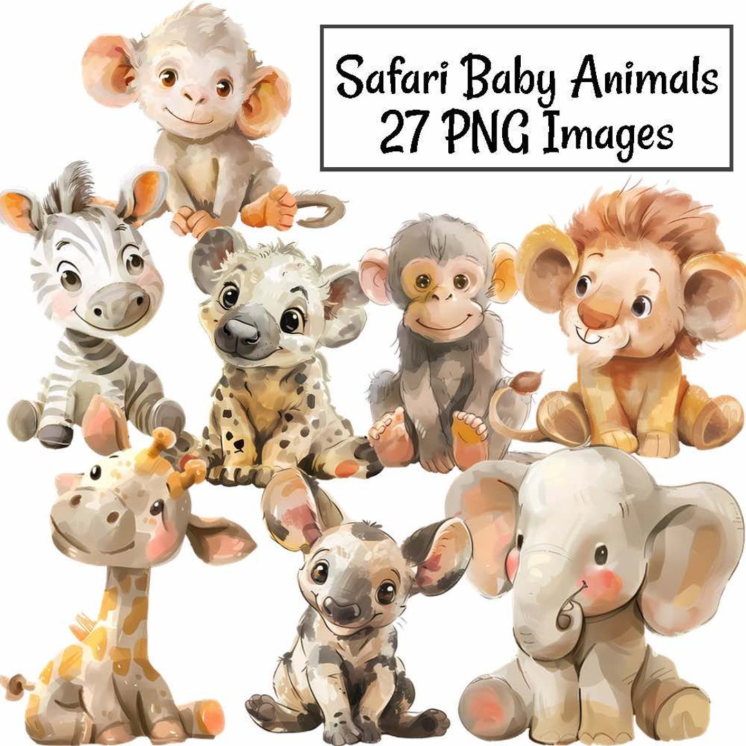 Baby Safari Animals Clipart , 27 Africa Kids Nursery Wildlife ...