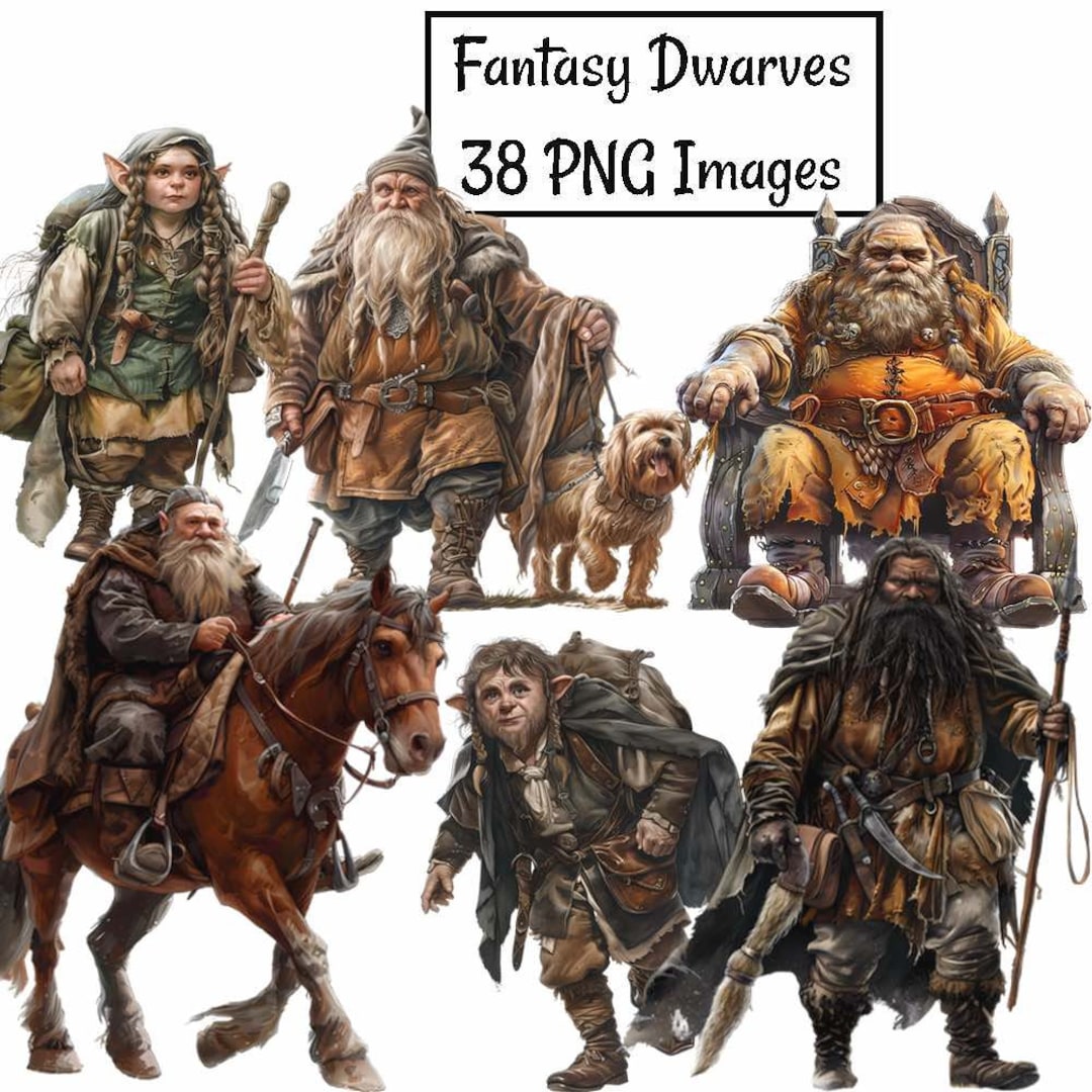 Fantasy Dwarf Watercolor Clipart, 38 RPG Fantasy Folklore Fairy Tale ...