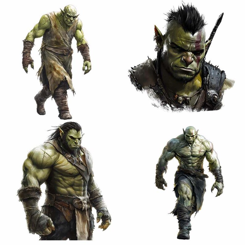 Orc Watercolor Clipart Warrior Digital Download RPG Gamer Fantasy ...