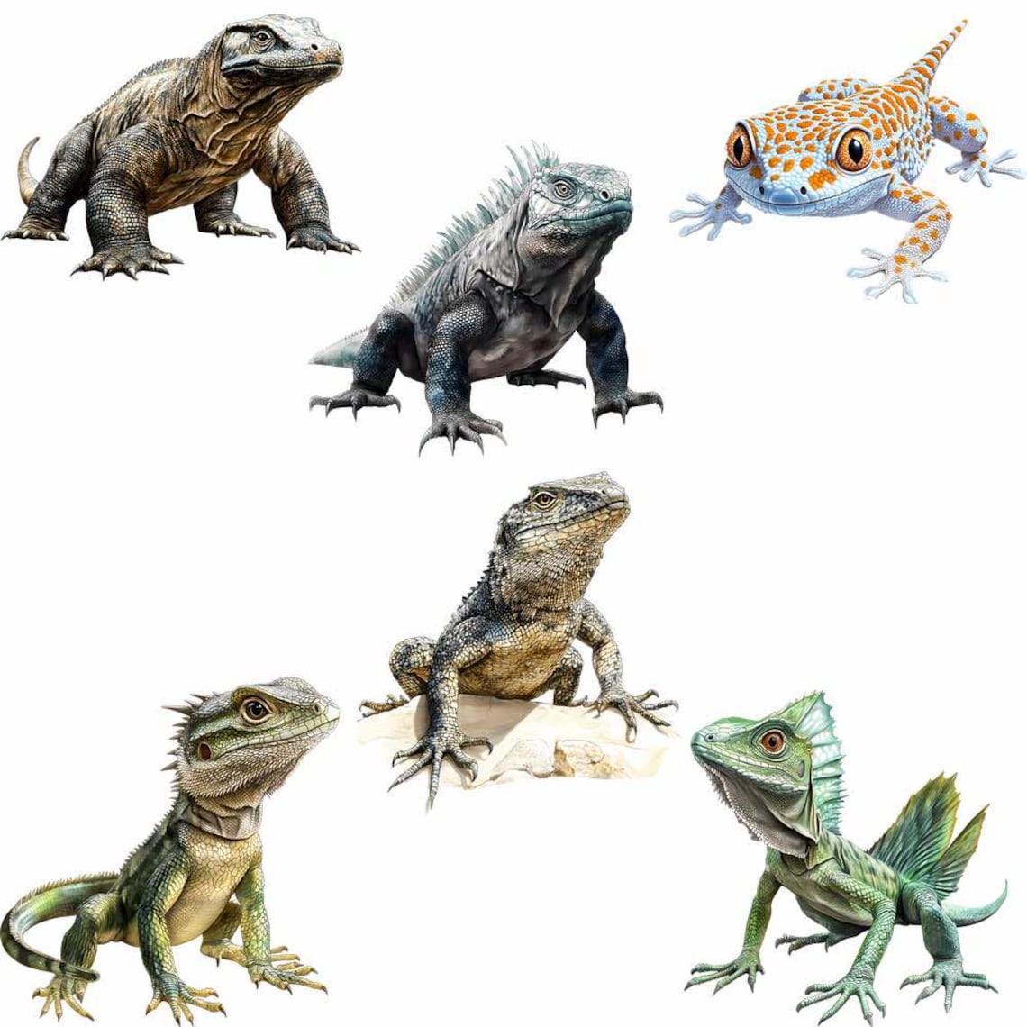 Lizard Clipart, Watercolor Reptile Digital Downloads Pet Gecko Iguana ...