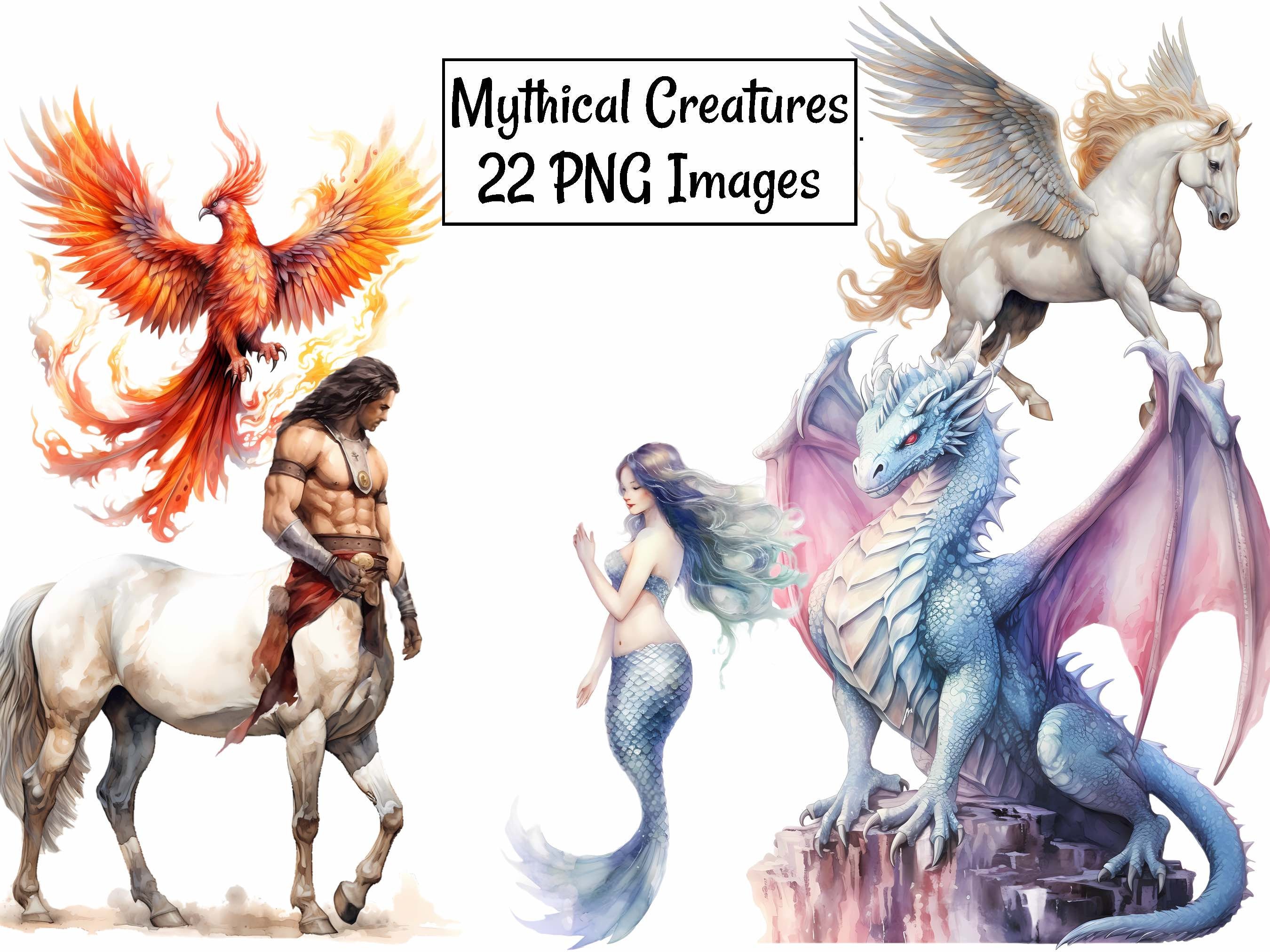 Mythical Creatures Clipart Watercolor Printable Digital - Etsy UK