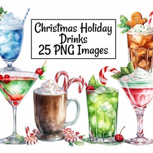 Christmas Drink Cocktail Beverage Bundle Clipart Digital Downloads, 25 ...