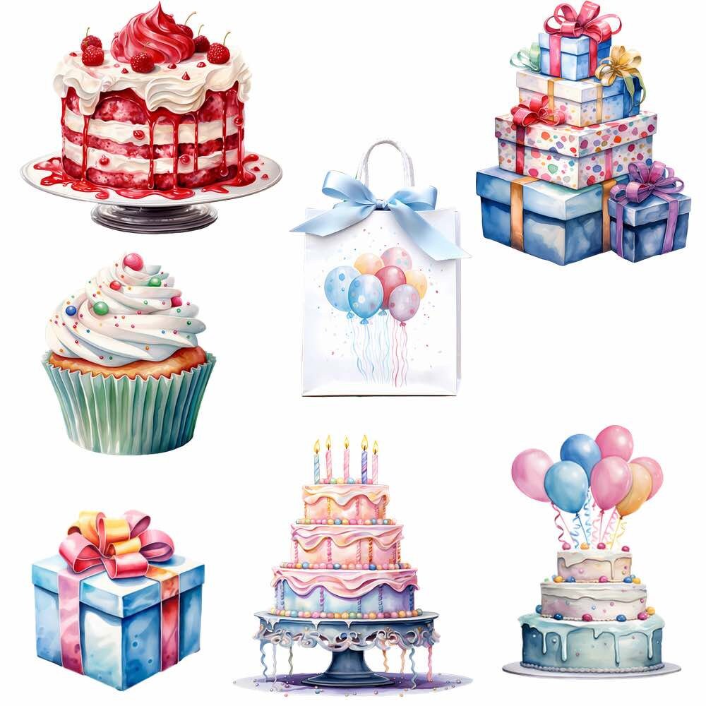 Birthday Party Watercolor Clipart Bundle Digital Downloads 48 - Etsy