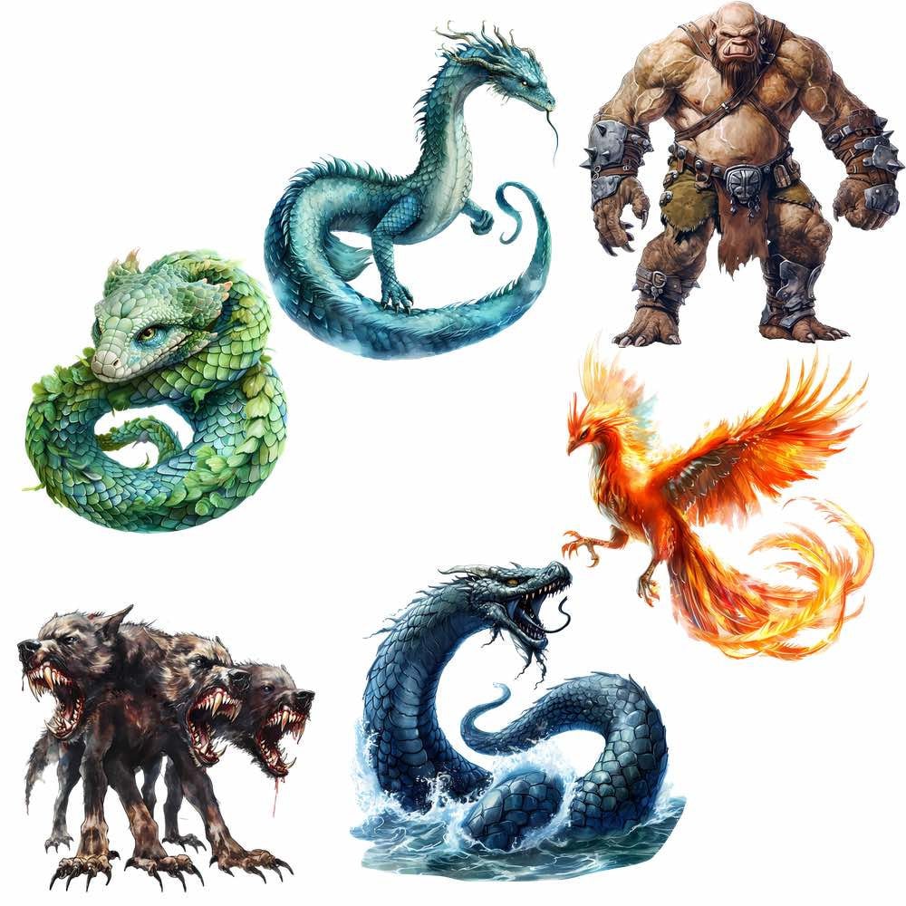 Mythological Creatures Clipart Watercolor RPG Digital Downloads ...