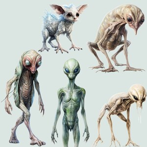Alien Big Set Clipart Digital Downloads, 36 Watercolor Planet Spaceship ...
