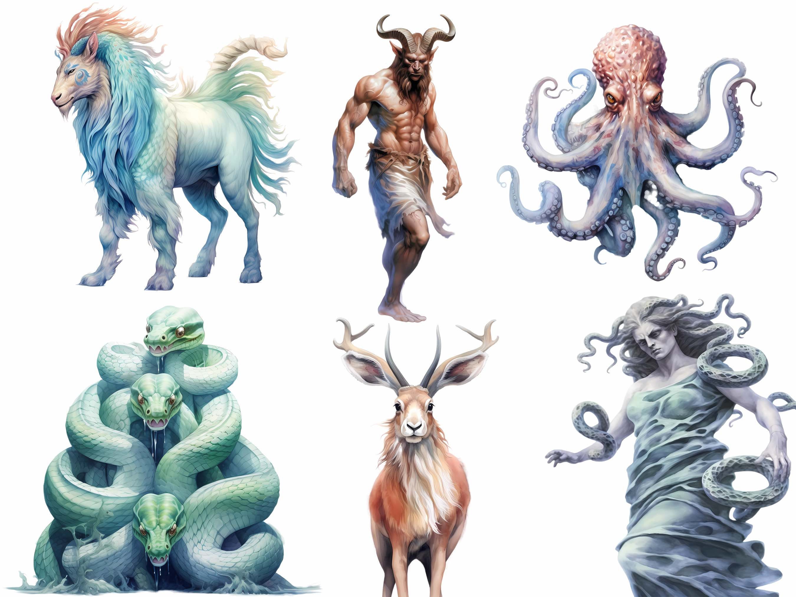 Mythical Creatures Clipart Watercolor Printable Digital - Etsy UK