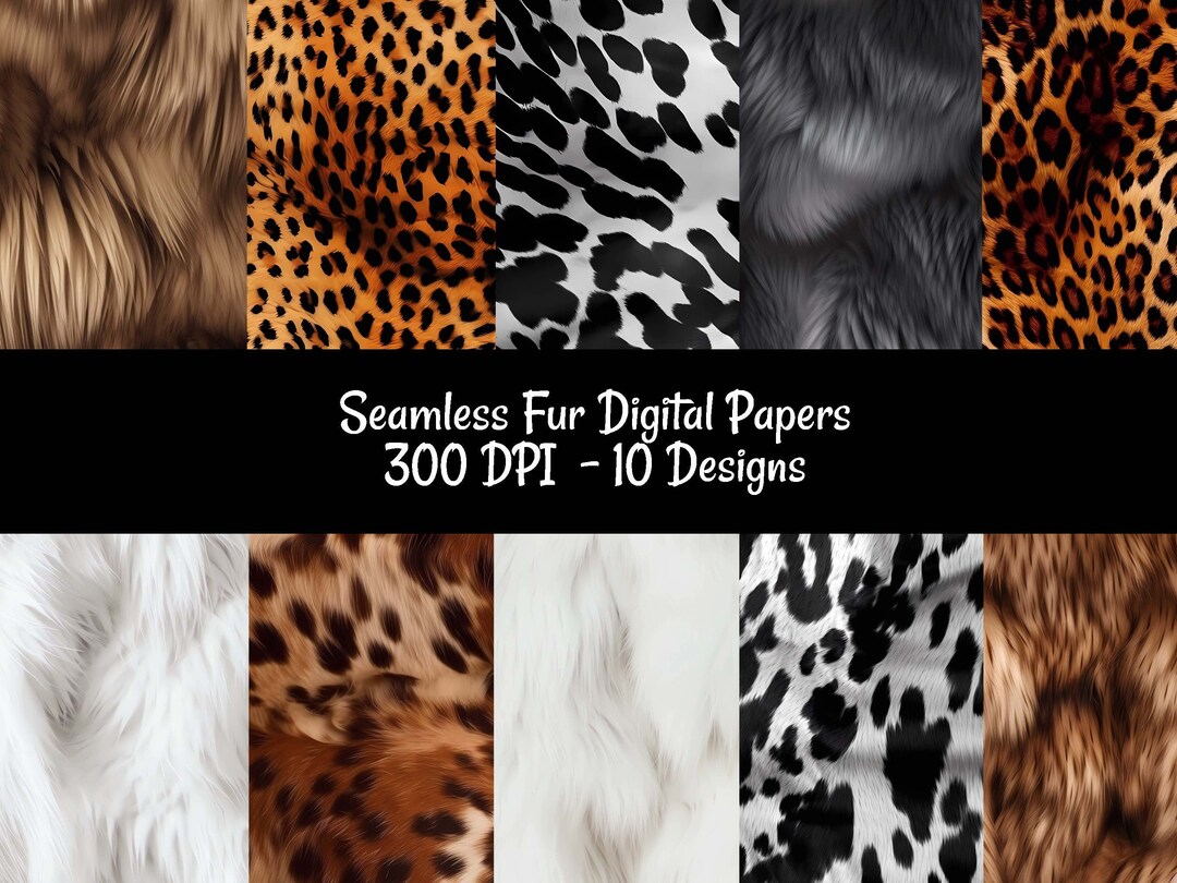Fur Animal Skin Seamless Digital Papers, 10 Textures Real Realistic ...
