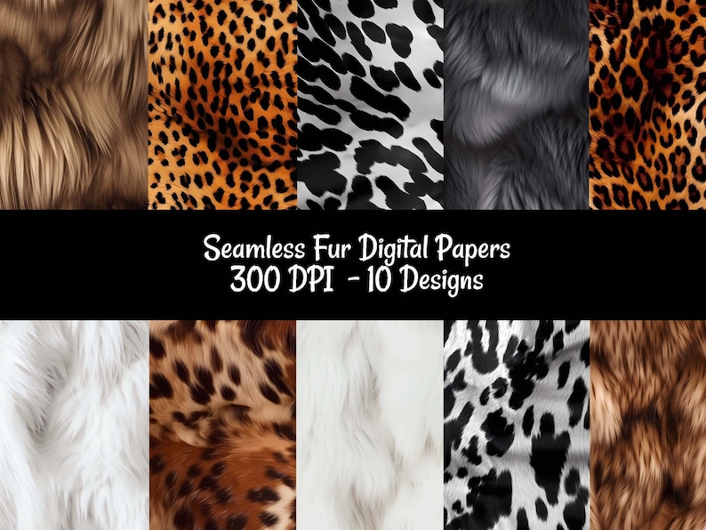 Fur Animal Skin Seamless Digital Papers 10 Textures Real - Etsy