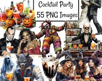 Halloween Cocktails Watercolor Clipart Digital Downloads Overlay ...