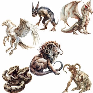 Mythological Creatures Clipart Watercolor RPG Digital Downloads ...
