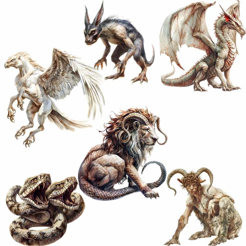 Mythological Creatures Clipart Watercolor RPG Digital Downloads ...
