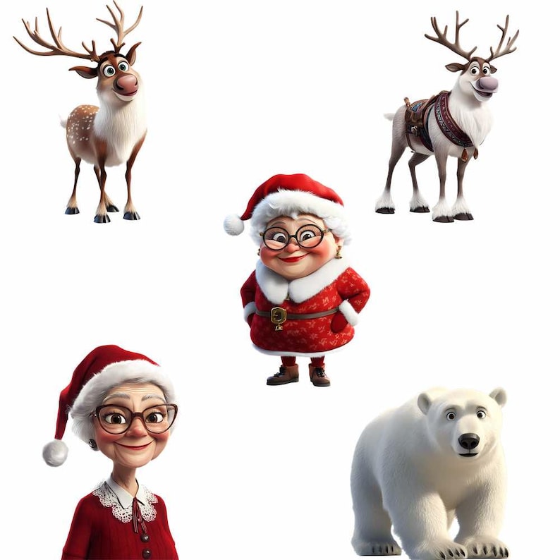Christmas Clipart, 48 Santa Mrs. Claus Reindeer Digital Downloads ...