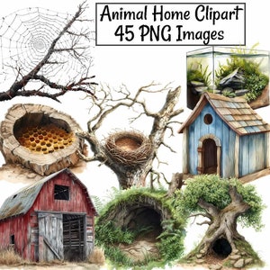Animal Homes Clipart Digital Downloads, 45 Habitat School Project ...