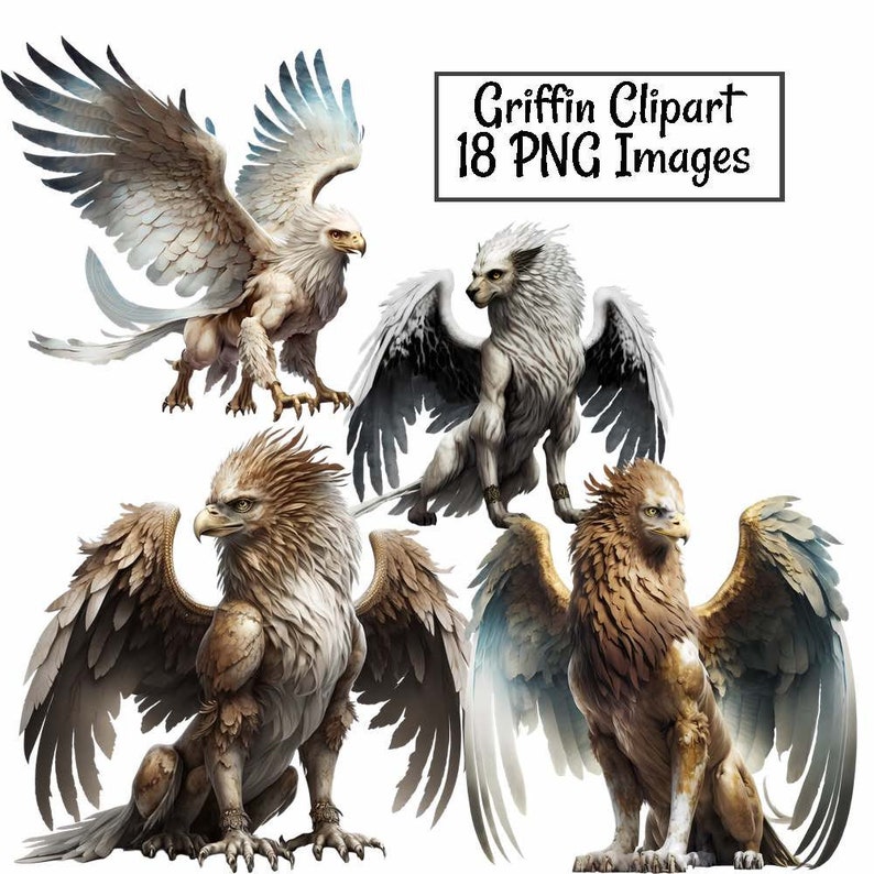 Griffin Mythological Clipart Printable Digital Downloads, 18 Gryphon ...
