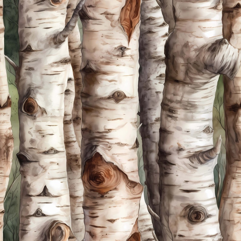 Watercolor Birch White Trees Seamless Digital Papers 2 - Etsy
