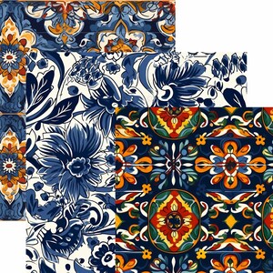 Mexican Talavera Tile Seamless Digital Papers, 20 Mexico Spanish ...